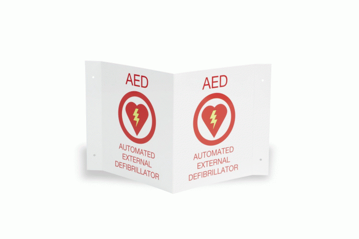 Zoll AED Wall Sign Kit, One Flush and One 3-D Wall Sign with V-Shape ...
