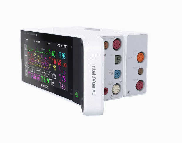 Philips X3 Transport Monitor with 3 Lead ECG, NIBP, SpO2, EtCO2 Patient ...