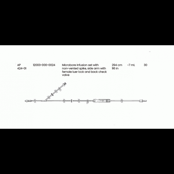 Eitan Medical Microbore infusion set with non-vented spike, side arm ...