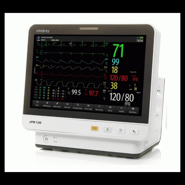 Mindray EPM 12M Patient Monitor with Nellcor SpO2 9203E-PA00028 Patient ...