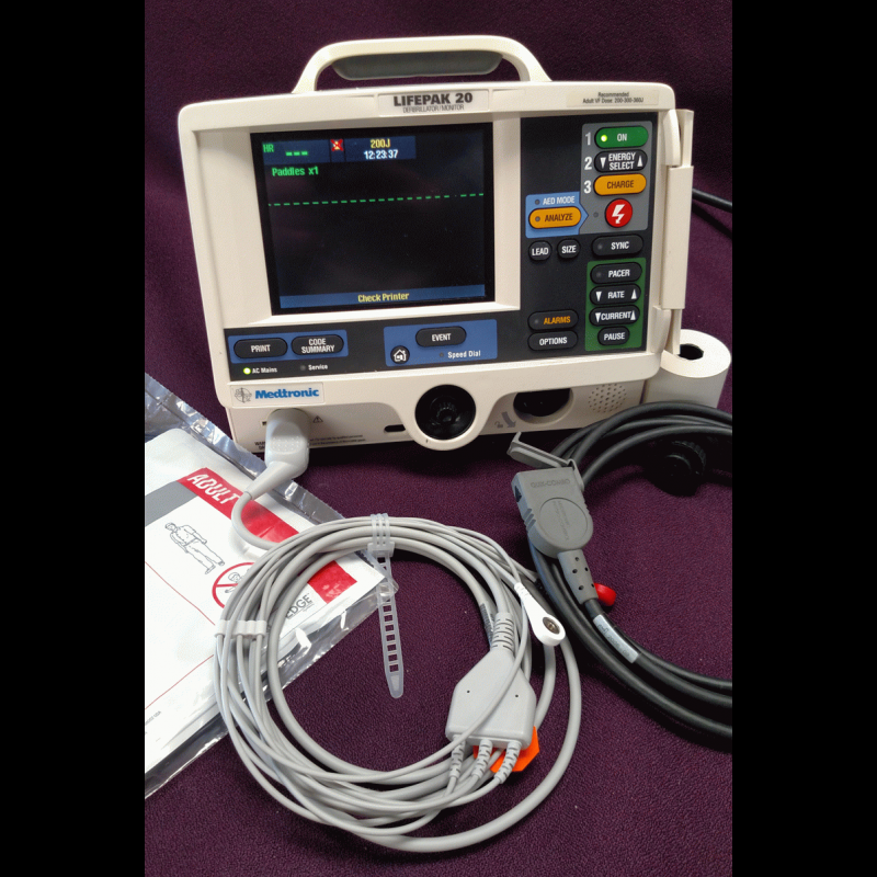 Stryker Physio Control Lifepak 20 with 3 Lead, AED, Pacing Manual ...