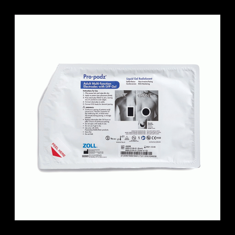 Zoll Pro-Padz Radiolucent Liquid Gel Electrode 8900-2105-01 Pads AED ...