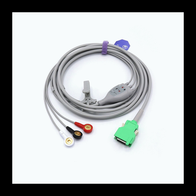 Nihon Kohden Compatible 14 Pin ECG Cable with 3 Lead Snap Lead Sets EKG ...