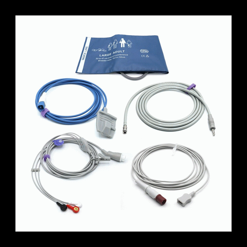 Philips Compatible Accessories Bundle with NIBP Cuff, Hose, SpO2, ECG ...