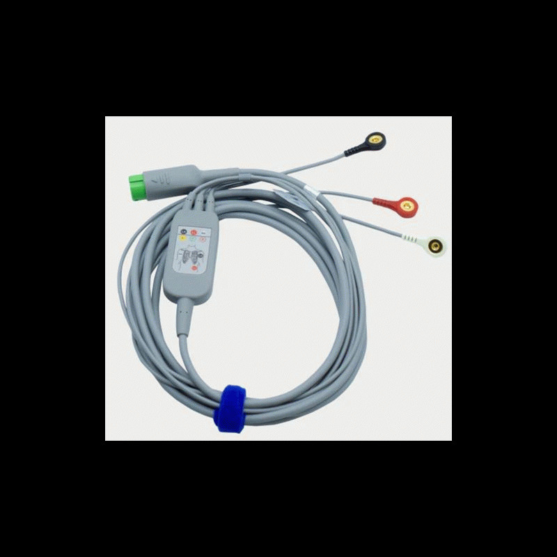Edan ECG integrated cable with 3-lead snap lead wires, AHA 01.57.471388 ...