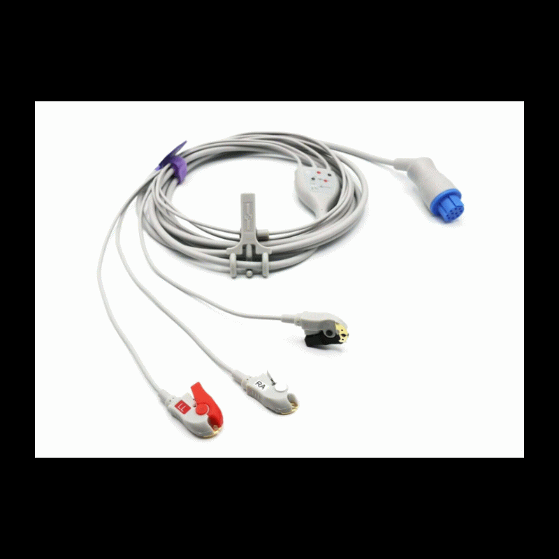 GE Compatible Datex Ohmeda ECG Cable 10 Pin with 3 Leads Grabber Cables ...