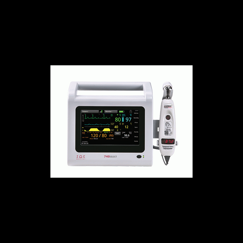 Zoe Medical 740 Select Monitor with 3 Lead ECG, SpO2, Exergen 01-02 ...